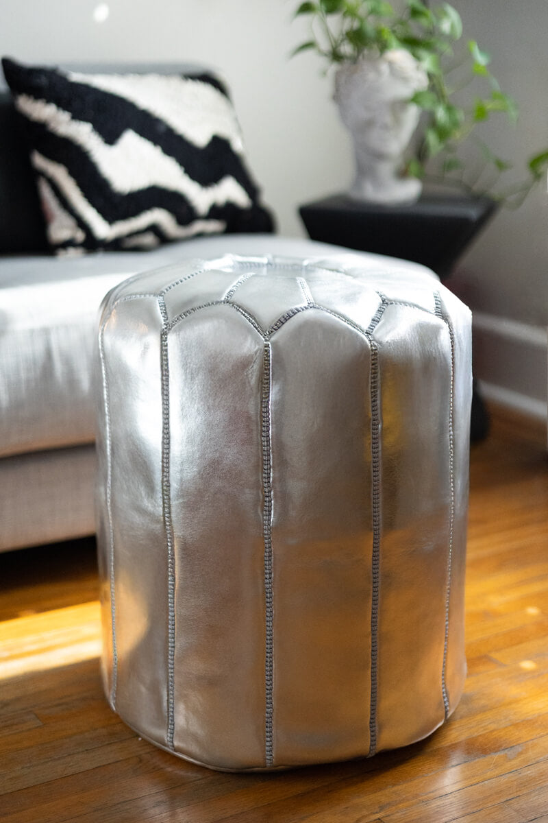 Tall leather ottoman store