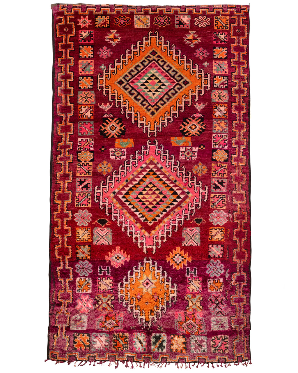 WELCOME - Vintage Wine Rehamna Moroccan Rug - 12'8 x 6'8 - Ouive Rugs