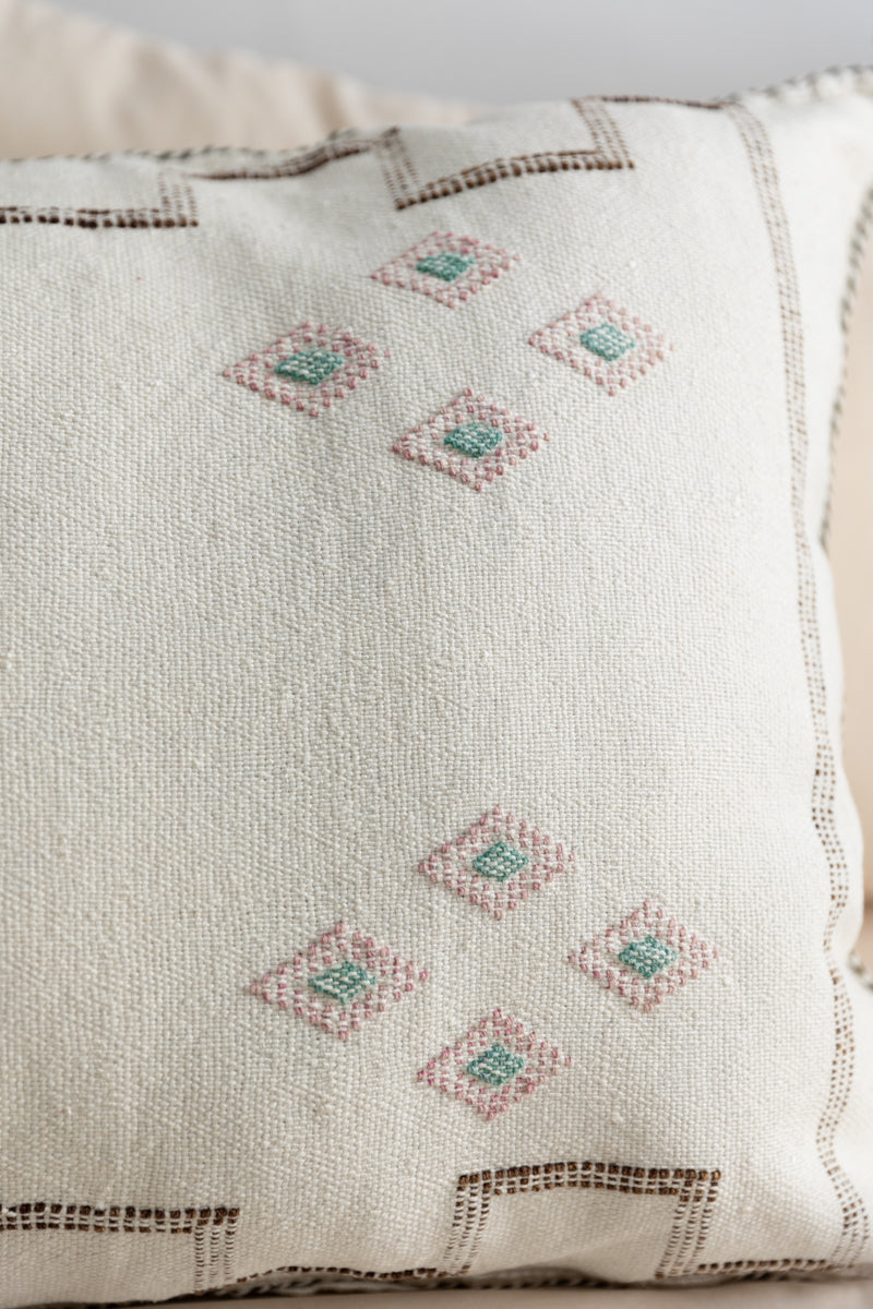White Moroccan Sabra Cactus Silk Lumbar Pillow - 23 – OUIVE
