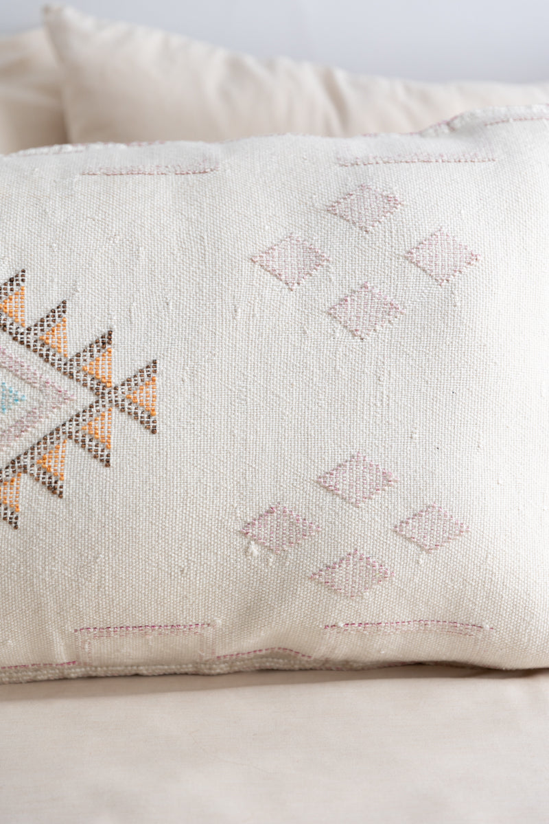 White Moroccan Sabra Cactus Silk Lumbar Pillow - 24 – OUIVE