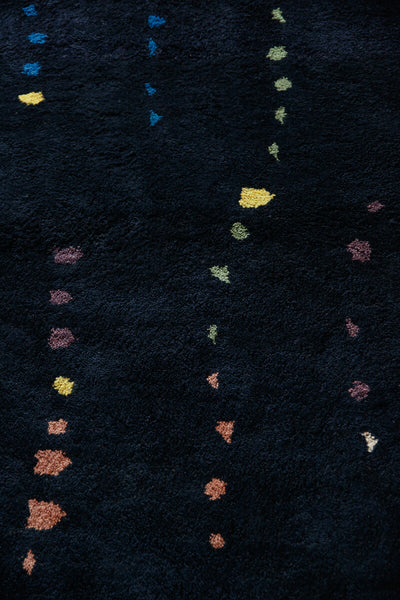 Midnight Black + Multicolor Dots Made-To-Order Moroccan Wool Rug OUIVE