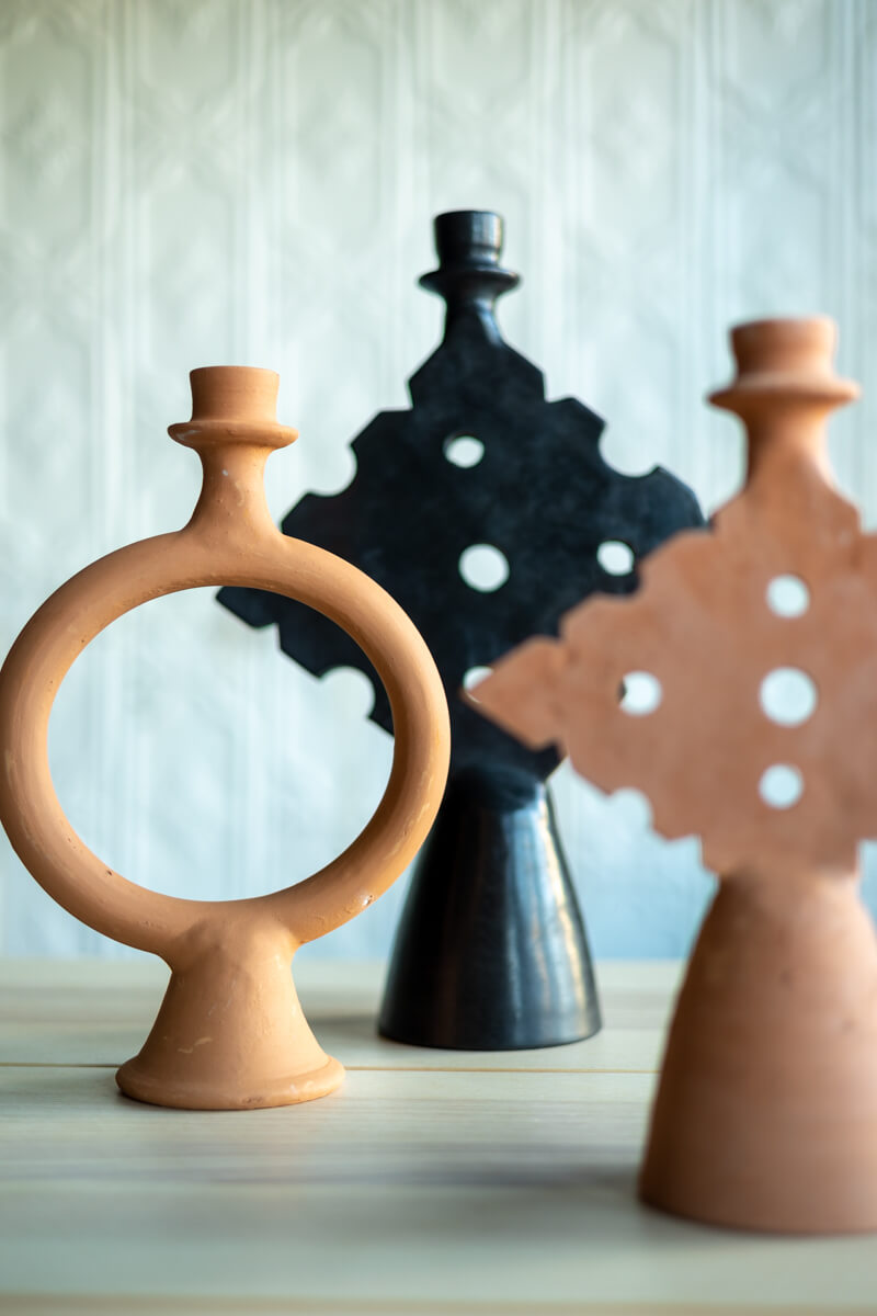 Natural Handmade Terracotta Ring Candlestick - Chabi Chic - OUIVE Rugs