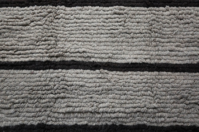 Ouive Striped Looped Pile Wool Rug Beige, Gray, White & Brown/Black